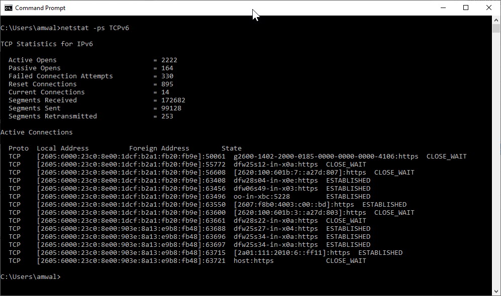 IPv6 Windows Command Line Examples - CellStream, Inc.