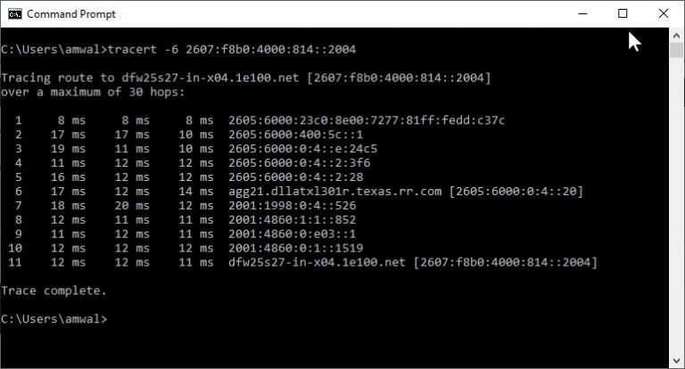 IPv6 Windows Command Line Examples - CellStream, Inc.