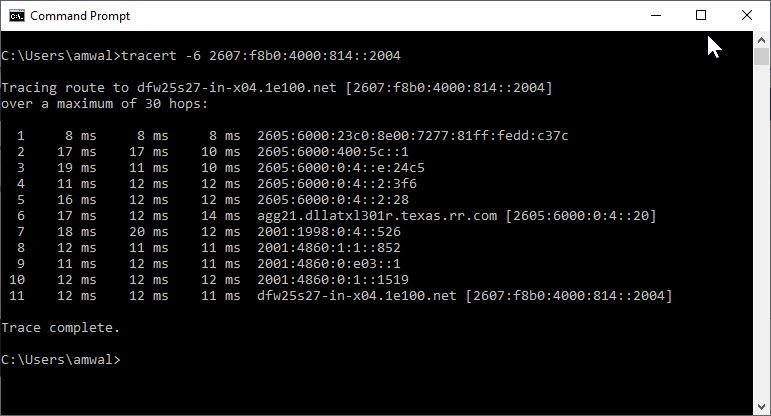 IPv6 Windows Command Line Examples - CellStream, Inc.
