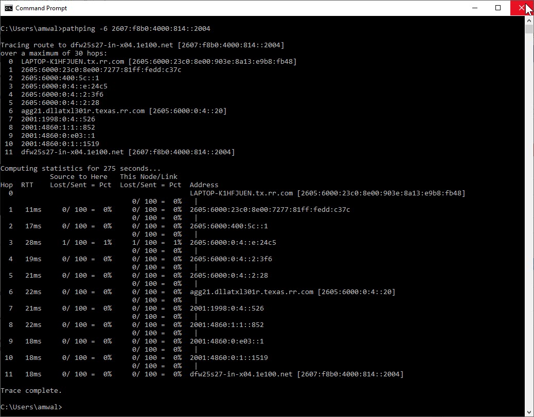 IPv6 Windows Command Line Examples - CellStream, Inc.