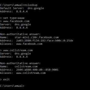 IPv6 Windows Command Line Examples - CellStream, Inc.