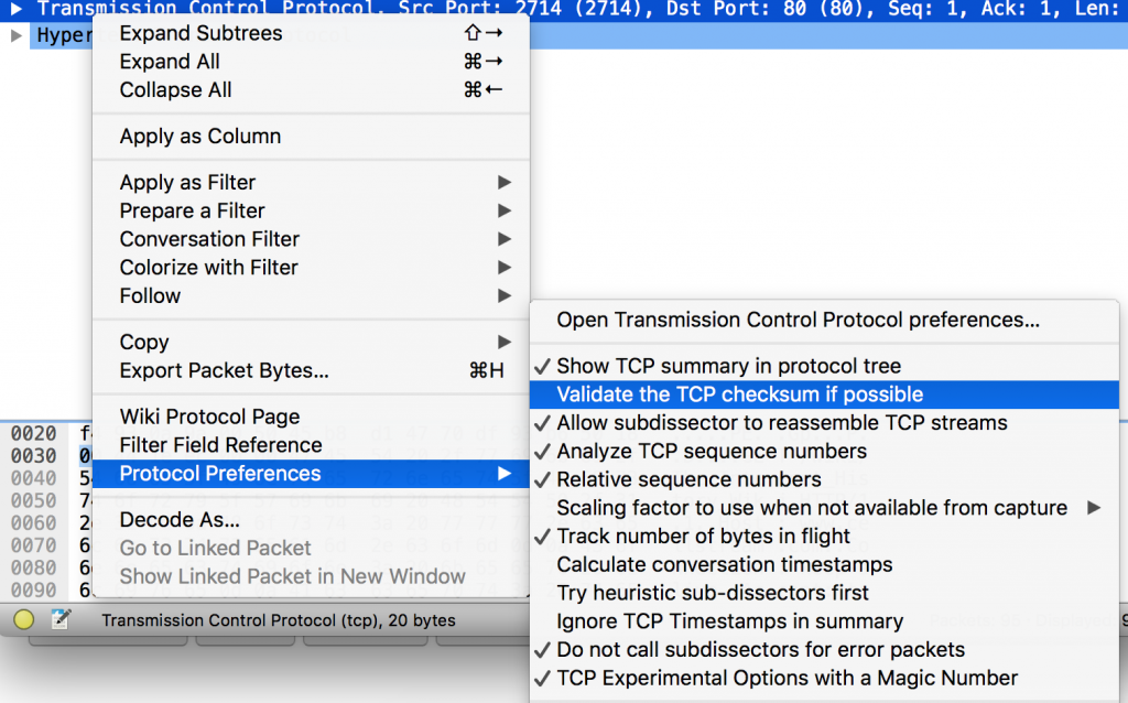 Removing Checksum Calculations in Wireshark - CellStream, Inc.