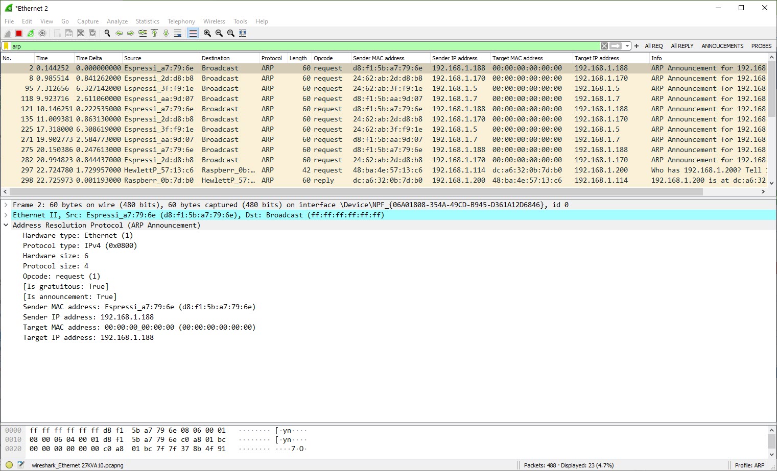 A Wireshark ARP Configuration Profile - CellStream, Inc.