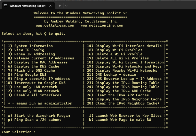 Our Windows (and Linux) Networking Toolkits - CellStream, Inc.